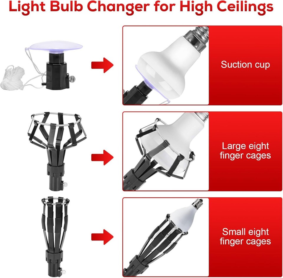 1 Set Bulb Changer High Ceiling Light Bulb Changer Bulb Changing Tool ...