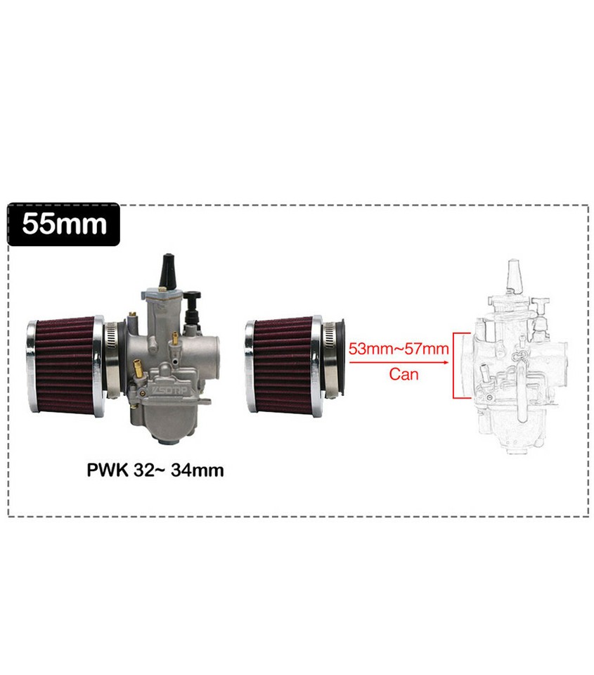 2PCS Red High Performance Motorcycle Parts Oval Pod Air Filter Cleaner ...