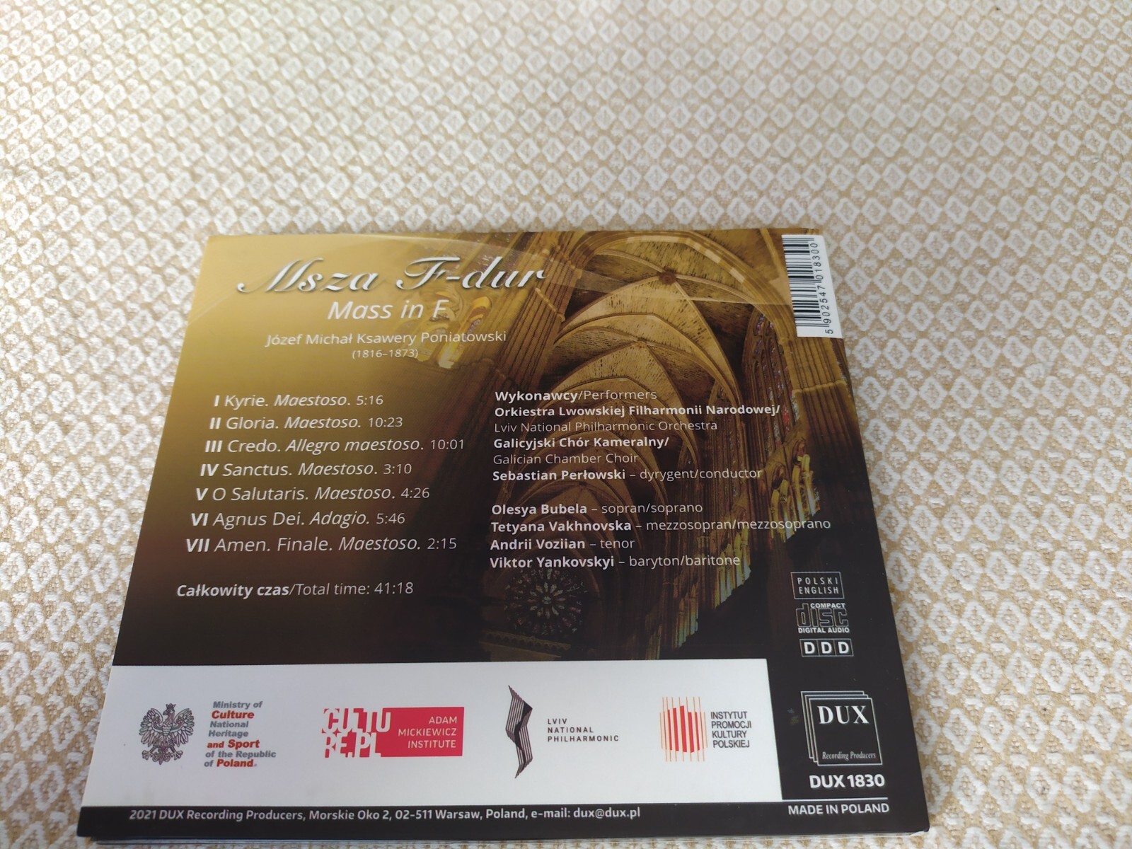 Jozef Poniatowski : Mass in F - Bubela, Vakhnovska - Perlowski - CD Dux ...