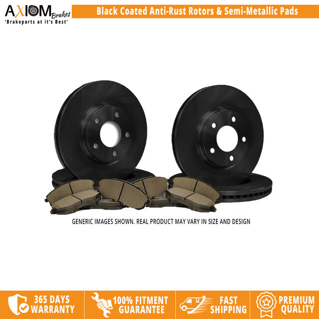 4 Brake Rotors Black Anti-Rust 8 Semi-Metallic Pads Front Rear Kit ...