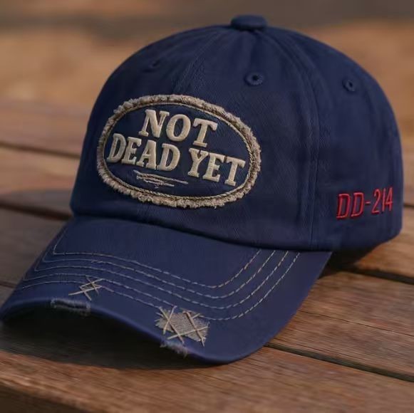 Cotton Distressed Embroidered Cap - NOT DEAD YET & DD-214 Veteran's ...