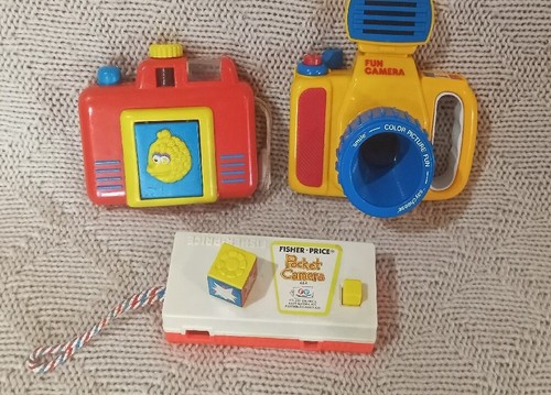 Vintage Toy Cameras Set Of 3 Fisher Price 1974 Sesame Street Big Bird ...