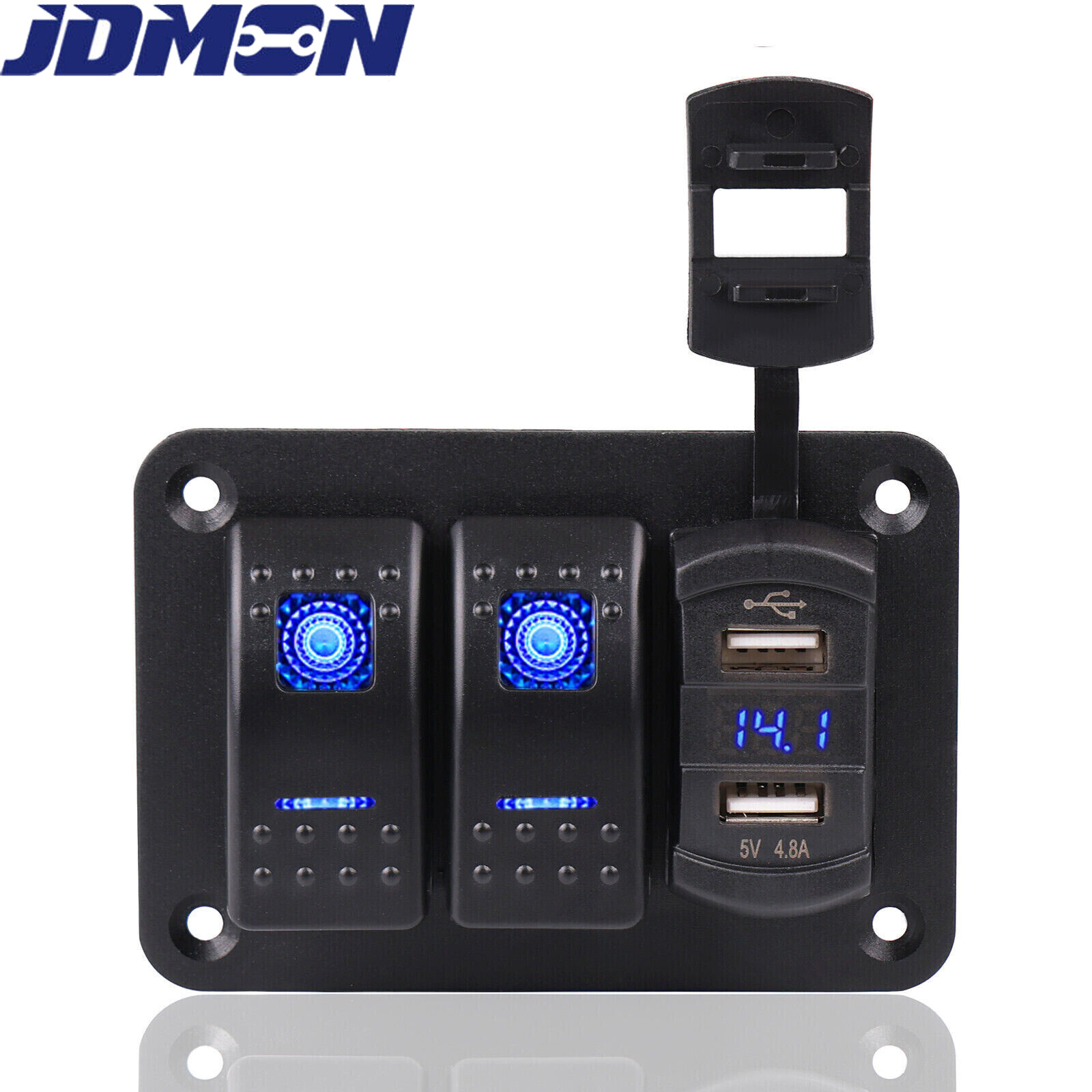 2 Gang ON-OFF Toggle Switch Panel 2 USB 12V/24V Car Boat Marine RV ...