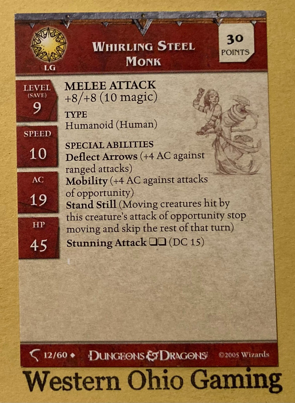 D&D Miniatures Whirling Steel Monk #12 STAT CARD ONLY USED Aberrations ...