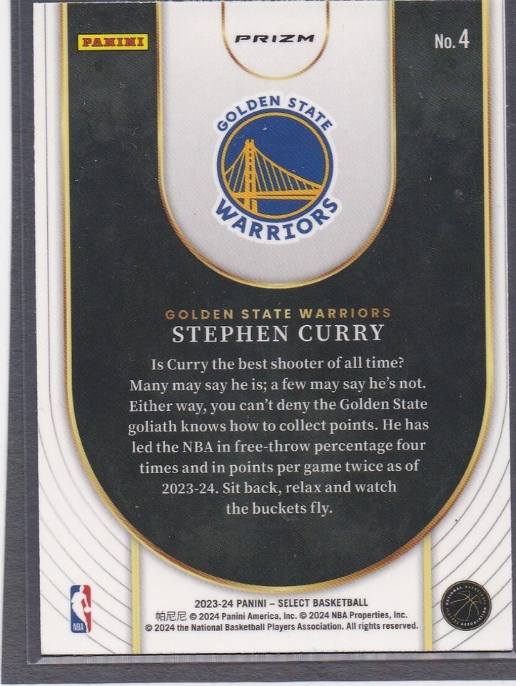 Stephen Curry 2023-24 Panini Select Red Neon Icon Prizm # 4 Warriors ...