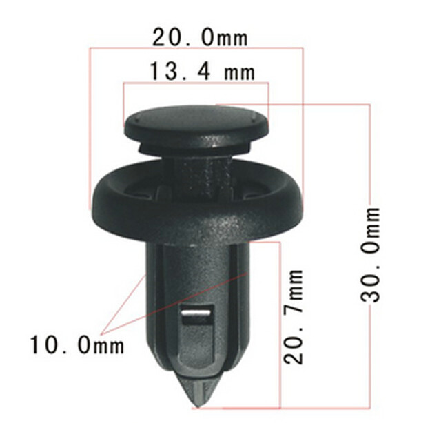 100 Bumper Clip Splash Shield Push Type Retainer W/Metal Insert For ...