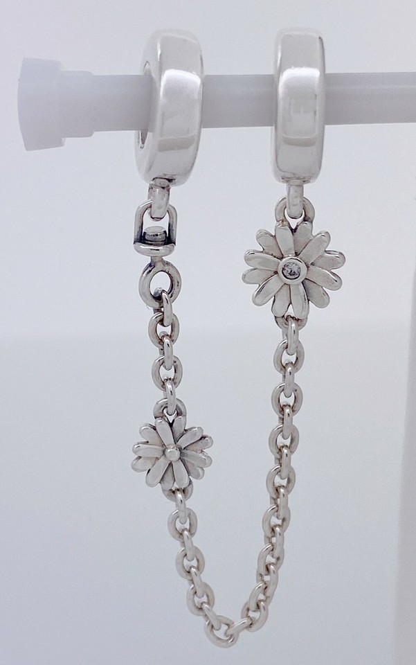 NEW 100% Authentic PANDORA 925 Silver Daisy Flower Safety Chain Charm ...