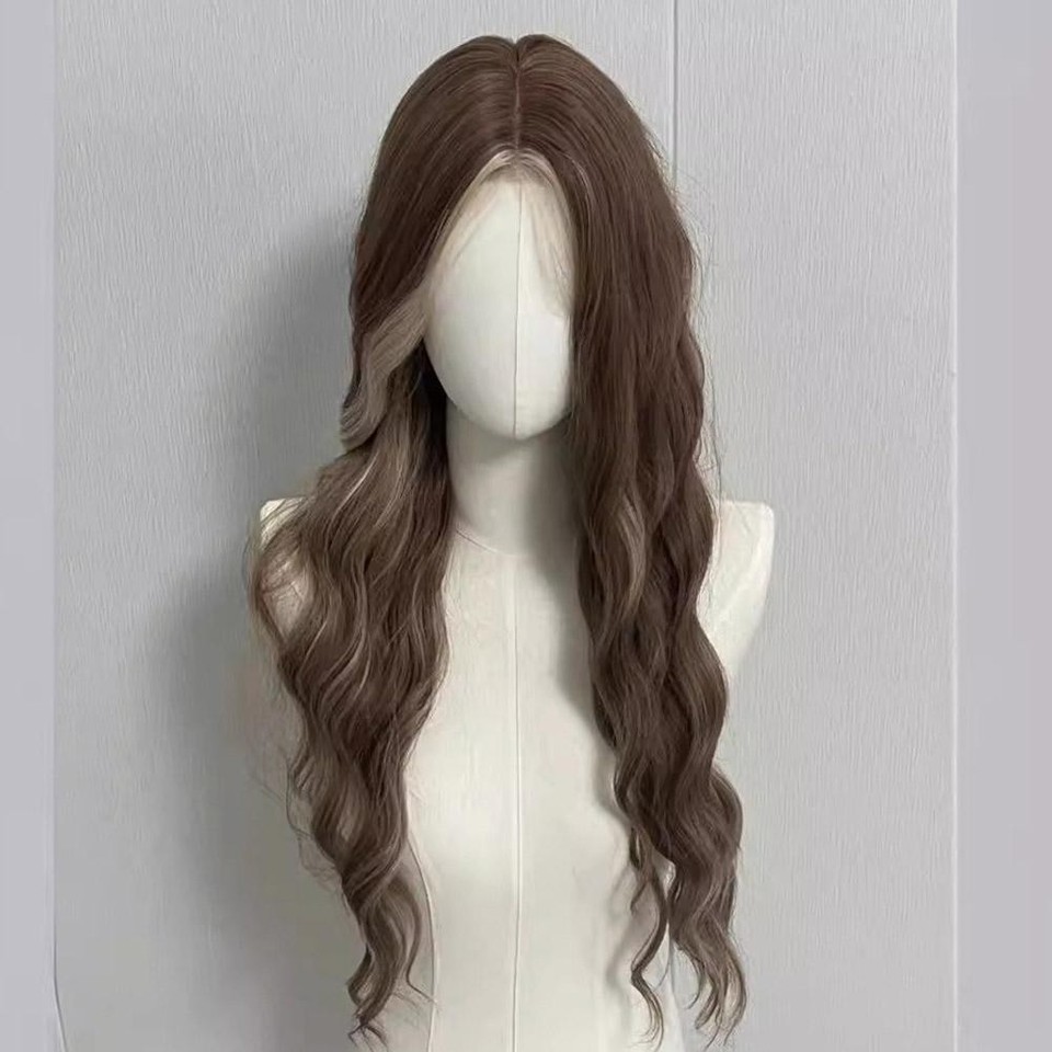 Small Amount Lace American Asian Style Gray Gold Highlight Wig) Long ...