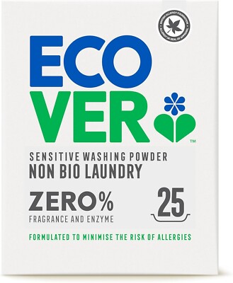 ECOVER ZERO NON BIO WASHING POWDER SENSITIVE SKIN 25 WASH 1.8KG UK*** | eBay UK