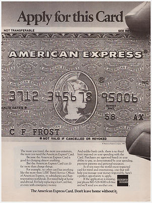 Original 1982 American Express Card Vintage Print Ad AmEx | eBay