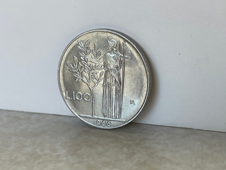 1966 Italian 100 Lire-R, Repvbblica Italiana Coin. Circulated, Very ...