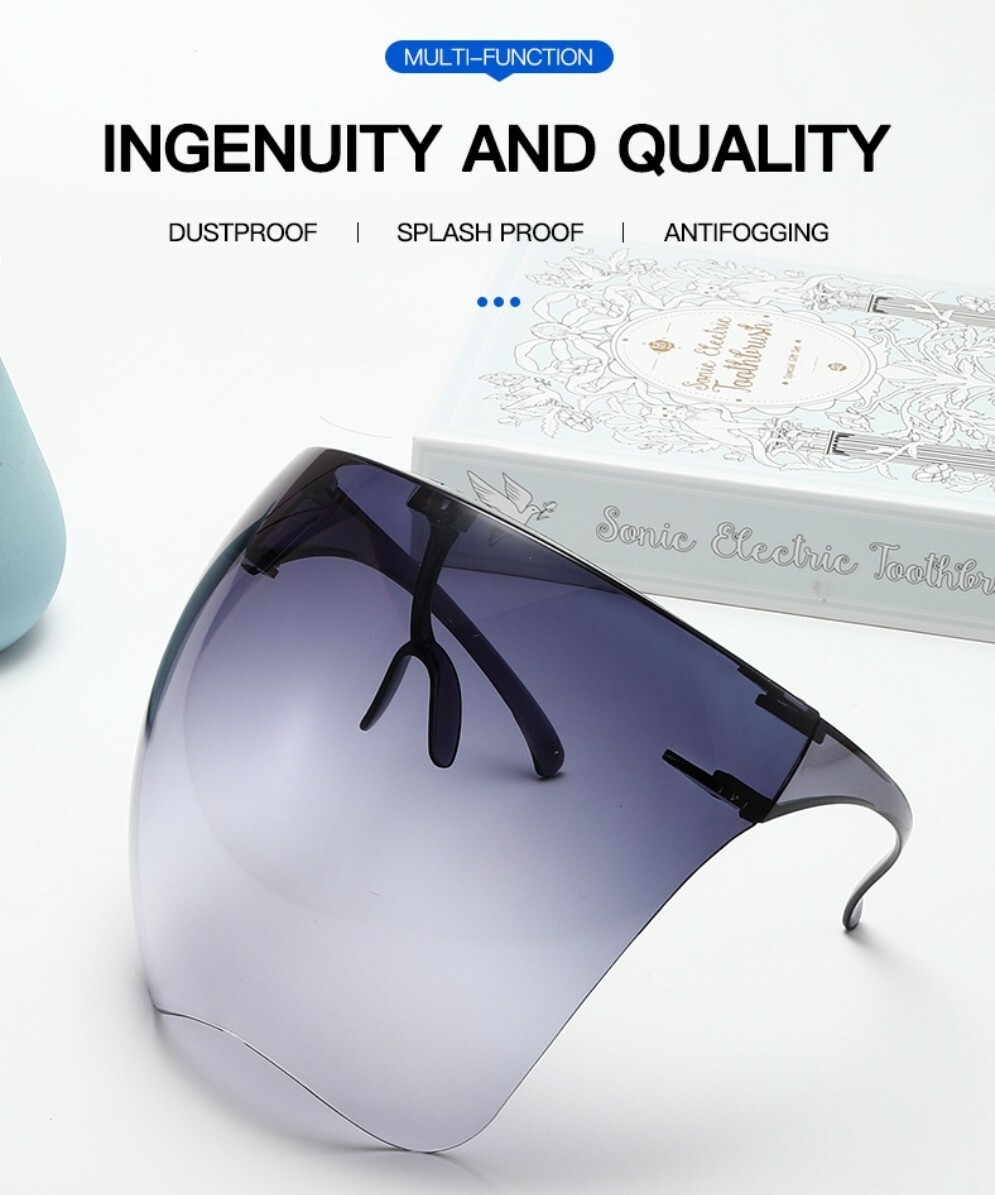 2pcs Full Face Sunglasses Unisex Face Shield Mask - Dustproof Face ...