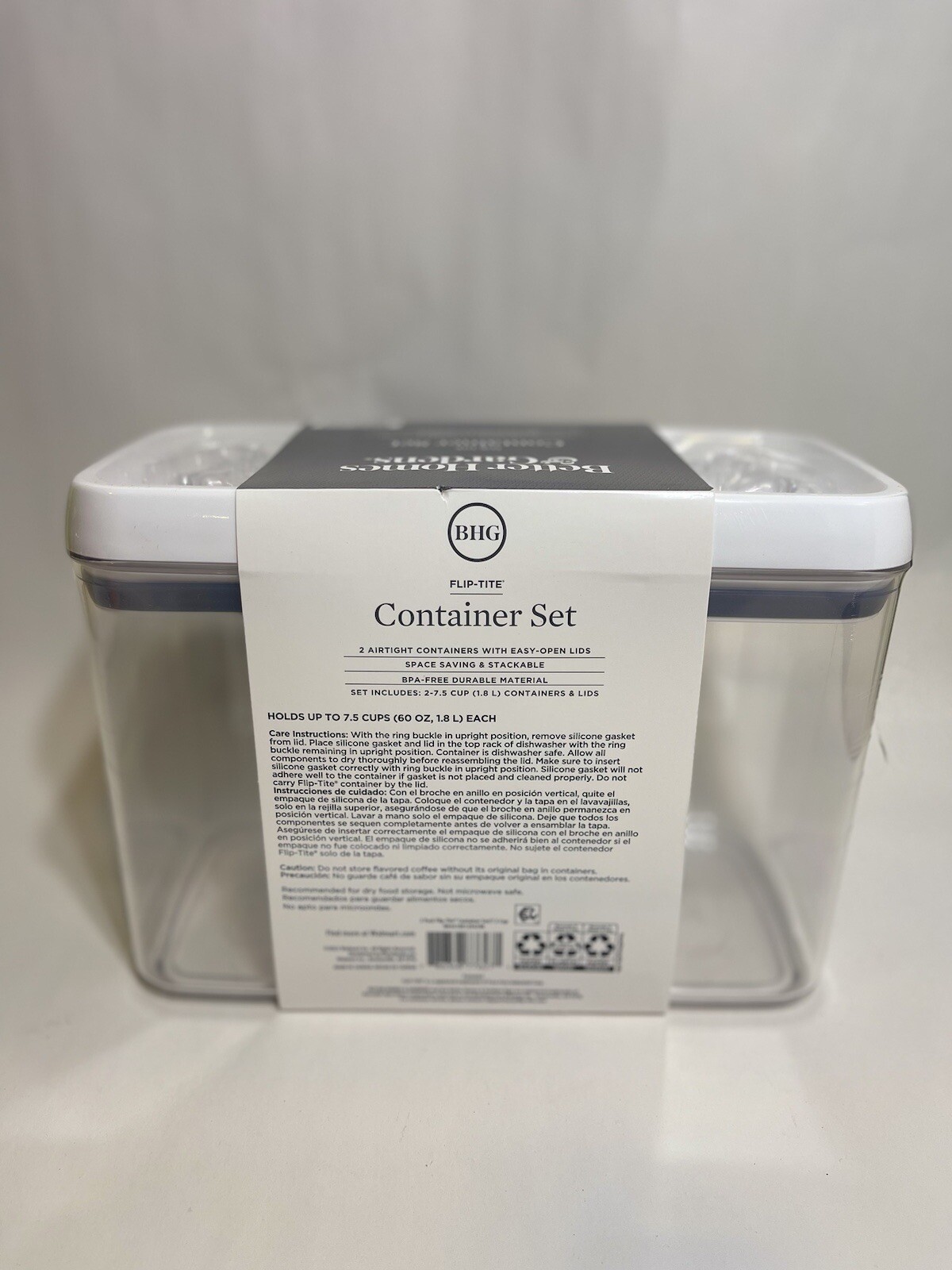 Better Homes Gardens Flip-Tite Square Food Storage Container 7.5 Cups 2 ...