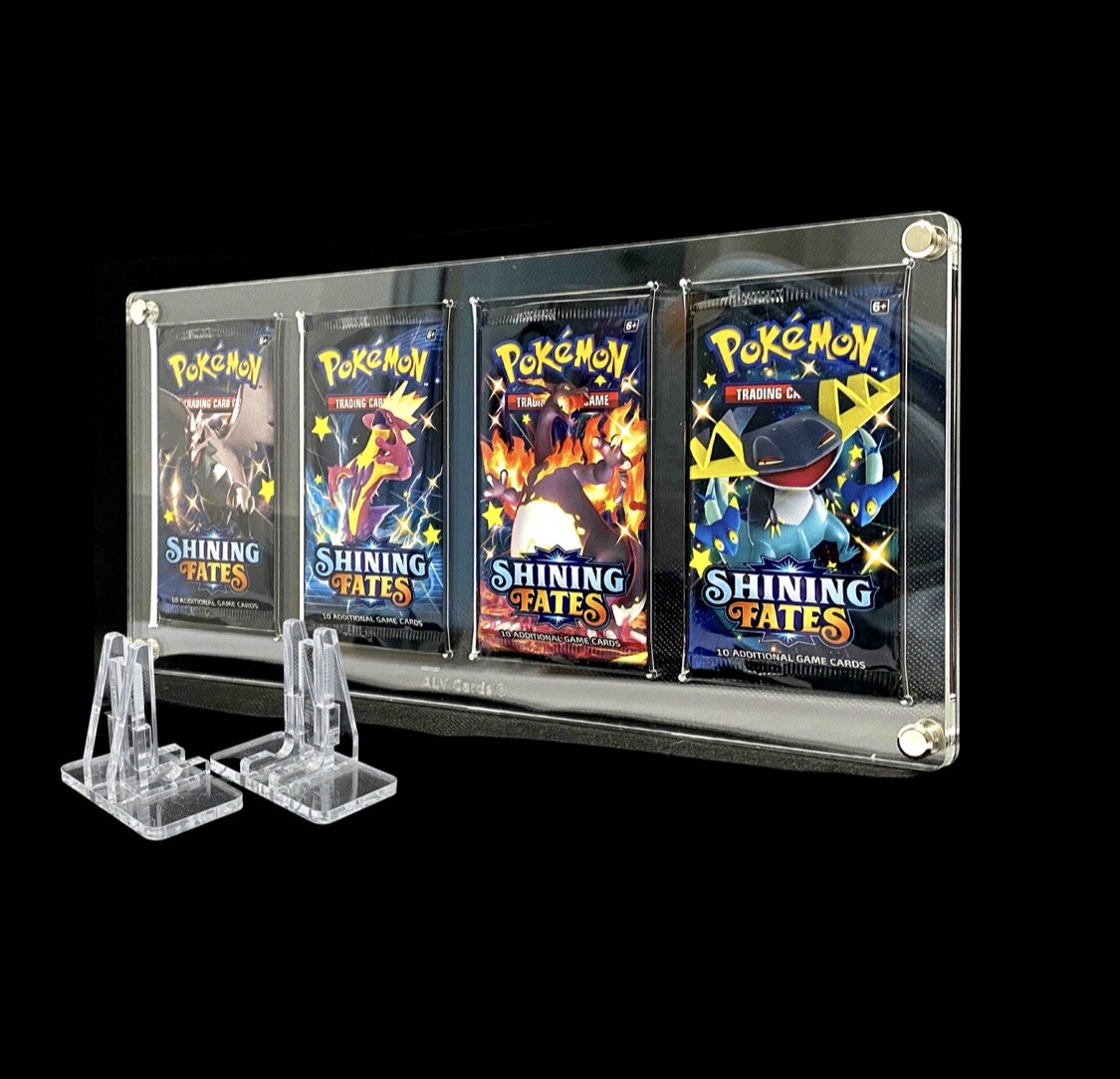 Acrylic Quad Booster Pack Display Case + Stand - Pokemon TCG / Yu-Gi-Oh ...