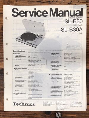Technics SL-B30 SL-B30A Record Player / Turntable Service Manual ...