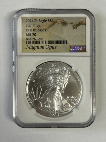 2024 (P) SILVER EAGLE NGC MS70 STAR PRIVY MAGNUM OPUS LABEL | eBay