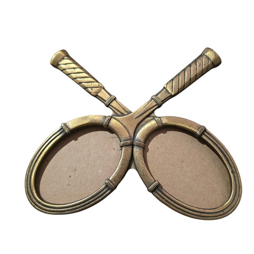 Vintage 1981 Solid Brass Tennis Rackets Double Oval Picture Frame Made ...