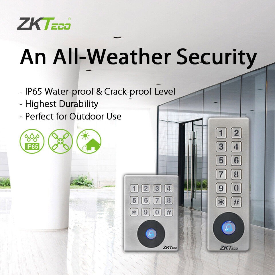 KiT Door Access Control System Zkteco heavy duty water protection, door ...