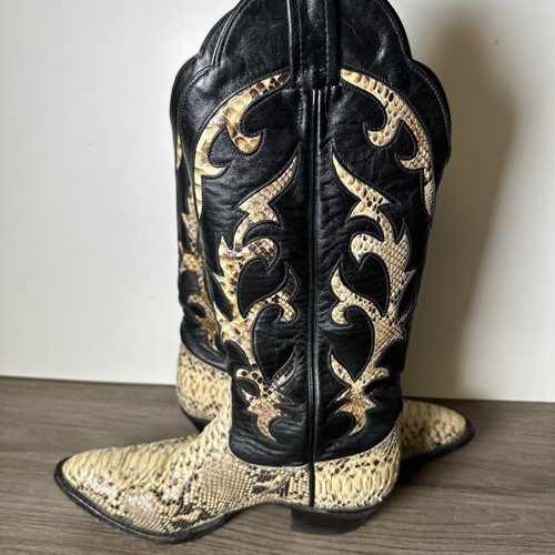 Vintage Tony Lama Size 6.5N Exotic Snakeskin Python & Black Leather ...