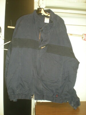 WORKRITE FR MEDIUM RG NAVY BLUE BUTTON UP/ZIPPER Jacket Very Good ...