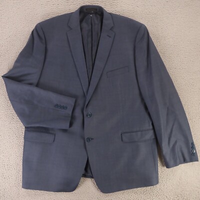 Calvin Klein Jacket XL XLT Blue Heather Worsted Wool Twill Blazer Sport ...