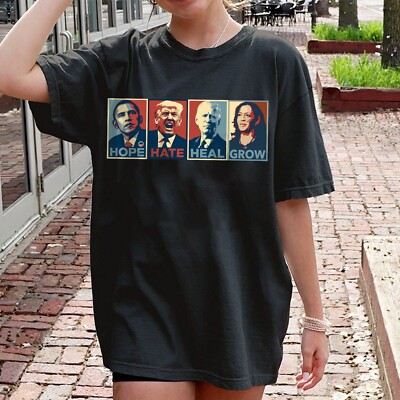 Hope Hate Heal Grow Kamala Harris 2024 for President Campaign T-shirt ...