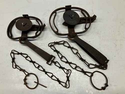 2 Vintage Victor No 91 Double Jaw Long Spring Traps - different sizes ...