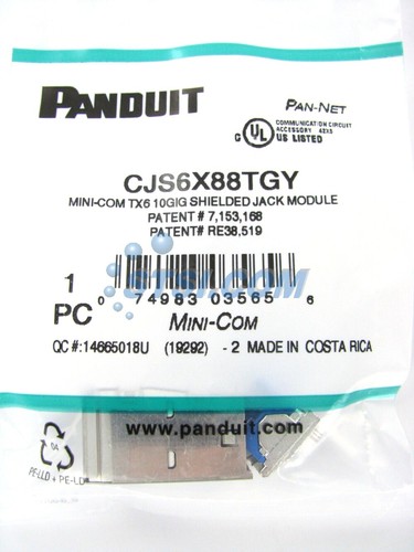 Panduit Mini-com Tx6 10 Gig Shielded Jack Module CJS6X88TGY for sale ...
