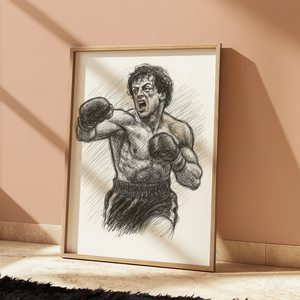 ROCKY BALBOA DRAWING PRINT PORTRAIT SKETCH 8" x 10" ROCKY BALBOA PRINT ...
