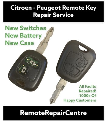 Key Repair Fix Peugeot 206 307 2 button remote fob New Shell Battery ...