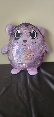 Large Benji Bear Flip Reversible Sequin Plush Stuffed Animal Rainbow ...