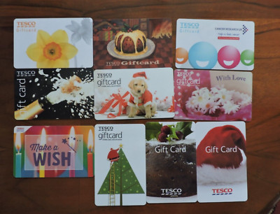 10 TESCO UK GIFT CARDS. COLLECTORS ITEM. NO VALUE. LOT 9 | eBay UK