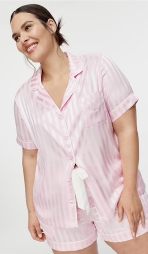 Peter Alexander NEW Pink Striped Satin 2 Piece PJ Set Size +3/24-26 ...