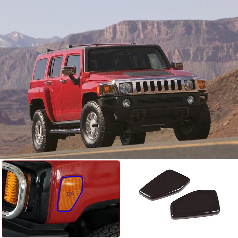 ABS Side Turning Light Lamp Signal Cover Trim Smoked Blacked For Hummer ...
