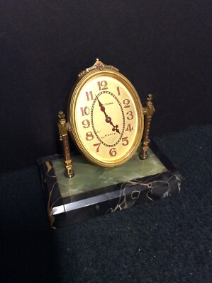 Vintage Waltham Art Deco Enameled Brass Desk Clock | eBay