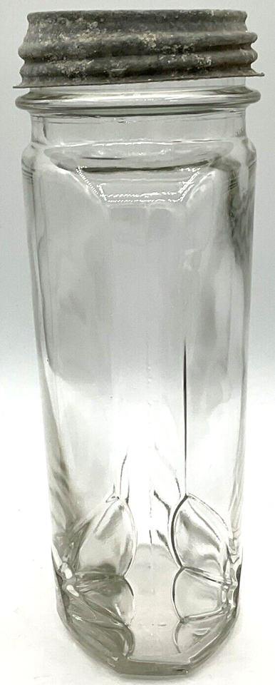 Vintage Unique 7.5x4 Sunrise or Sunset Glass Jar with Zinc Lid Storage ...