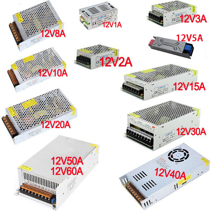 12V 24V - 2A to 60A Amp Switching Power Supply Adapter for LED Strip ...