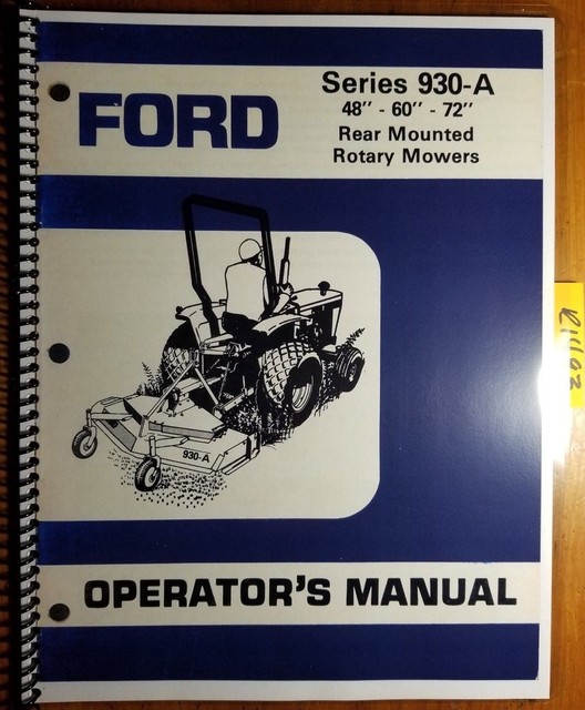 Ford 930-a 930a 48 60 72 Rear Mounted Rotary Mower 1983-85 Owner ...