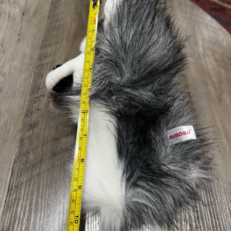 AURORA Realistic Plush 10” GRAY White WOLF Hand Puppet Educational Toy ...