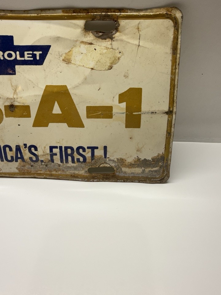 VTG Chevrolet Dealer USA-1 License Plate See America First 1960's ...