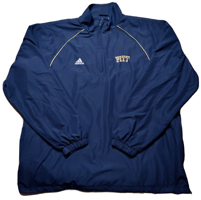 PITT ADIDAS CLIMALITE Men XL Blue 1/4 Zip Vented Mesh Lined Pullover ...