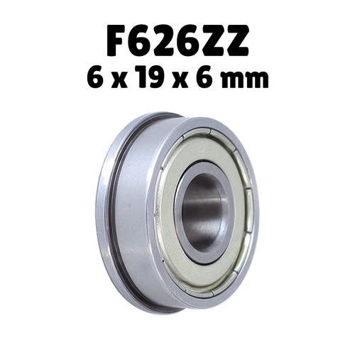 F626ZZ F626 Flange Ball Bearing Metal Shields Chrome Steel 6 x 19 x 6 ...