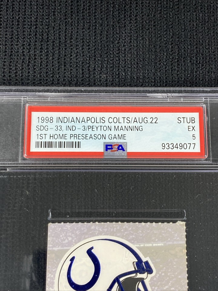 Peyton Manning 1st Home Game 1998 Ticket Stub PSA 5 Colts vs Chargers 8 ...