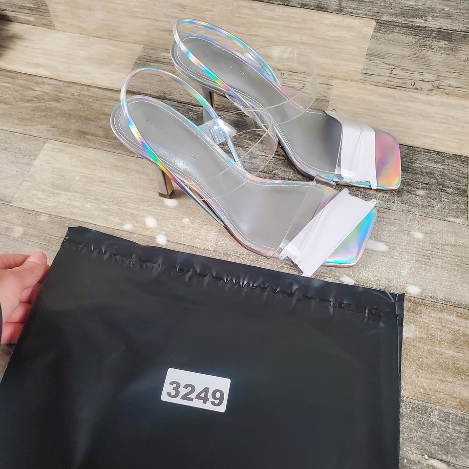 Marc Fisher Dekle Womens Sandals Sz 9 M Silver Padded Insole Slingback ...