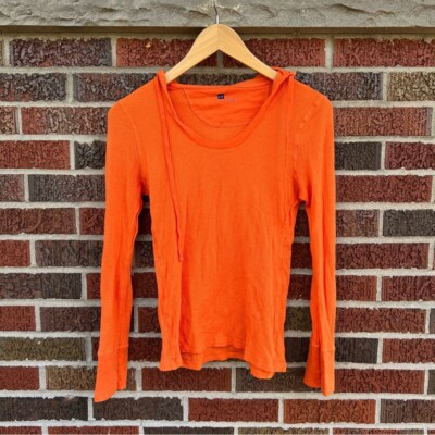 Gap Orange Waffle Knit Long Sleeve Drawstring Hoodie | eBay