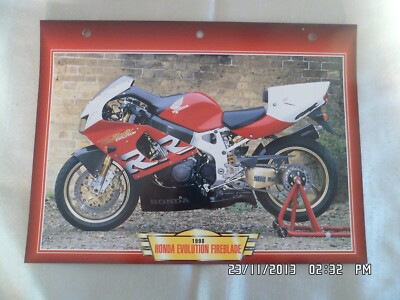 CARTE FICHE MOTO HONDA EVOLUTION FIREBLADE 1998 | eBay