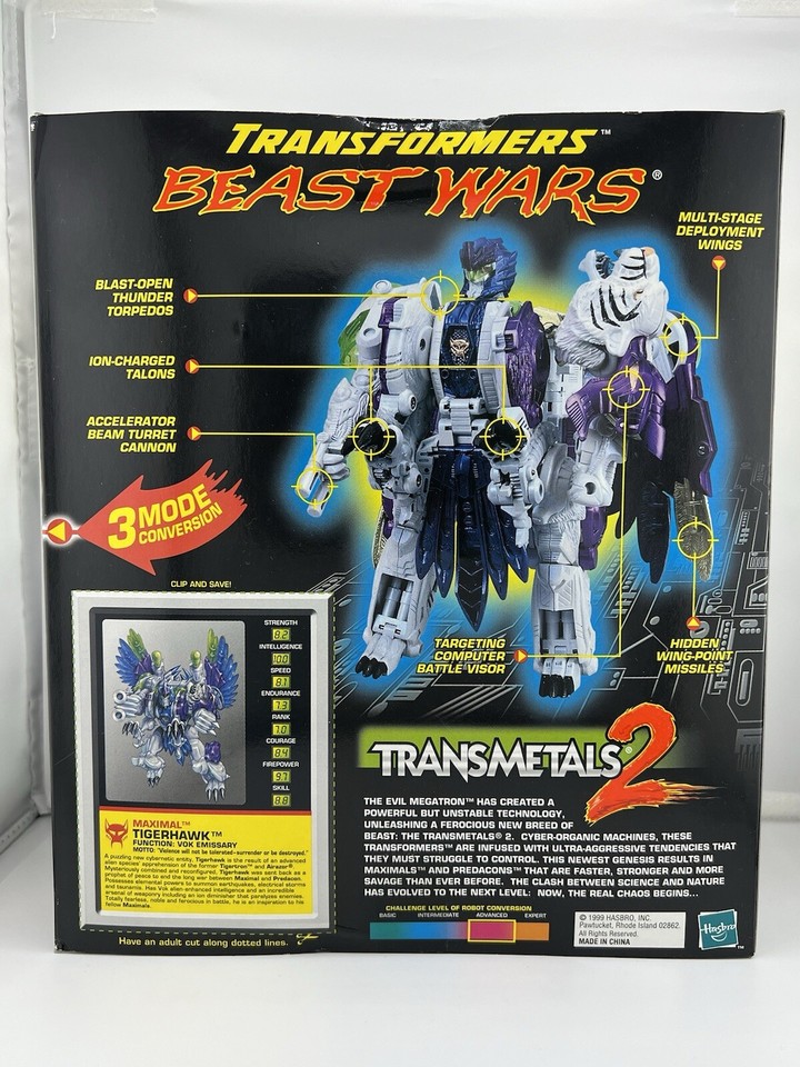 TRANSFORMERS BEAST WARS HEROIC MAXIMAL 'TIGERHAWK' TRANSMETALS 2 1999 ...