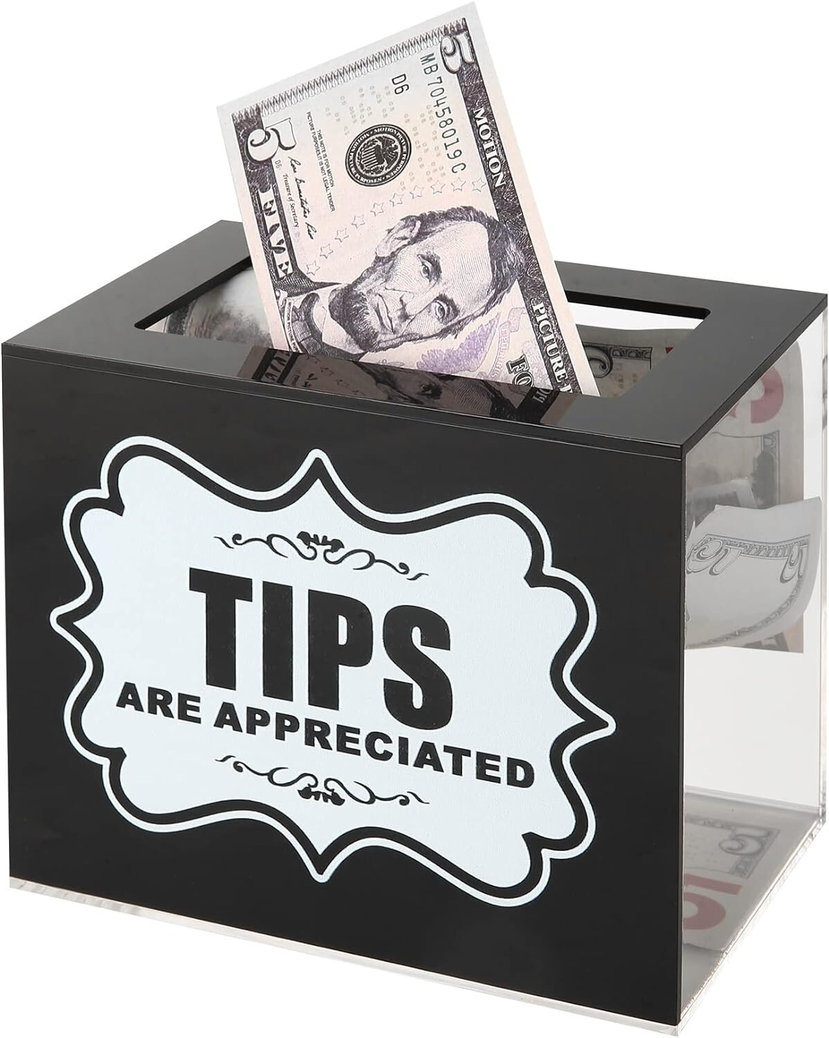 Acrylic Tip Collection Box money donation container performer worker ...