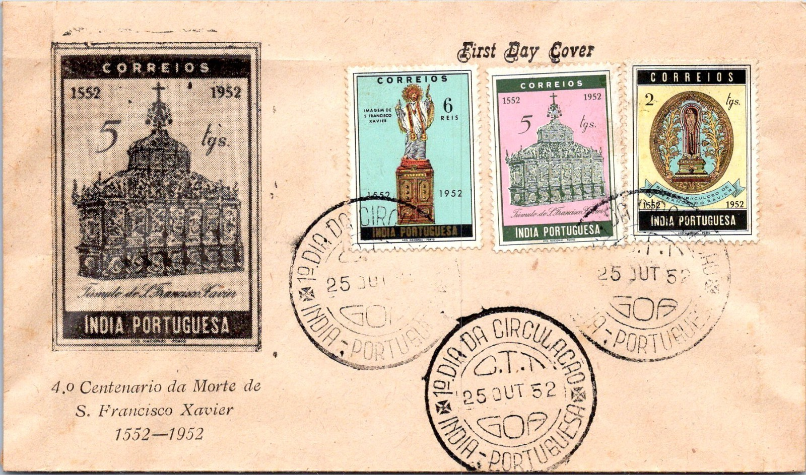 Portuguese Índia 1952 St. Francis Xavier FDC type III | eBay