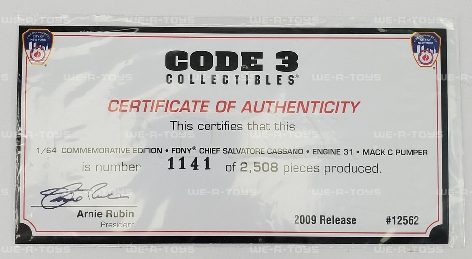 Code 3 FDNY Mack C Pumper Chief Cassano Commemorative Engine 31 LE ...